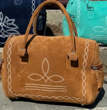 Tan Boot Stitch Suede Leather Mini Duffle Bag – Turning Heads Western ...